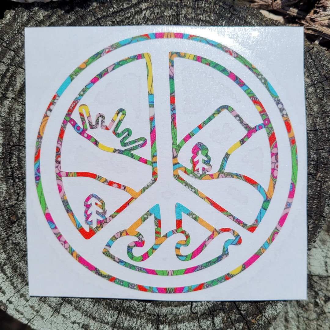 Peace Sign Vinyl Decal, Peace Sign Nature Lover Vinyl Decal, Nature ...