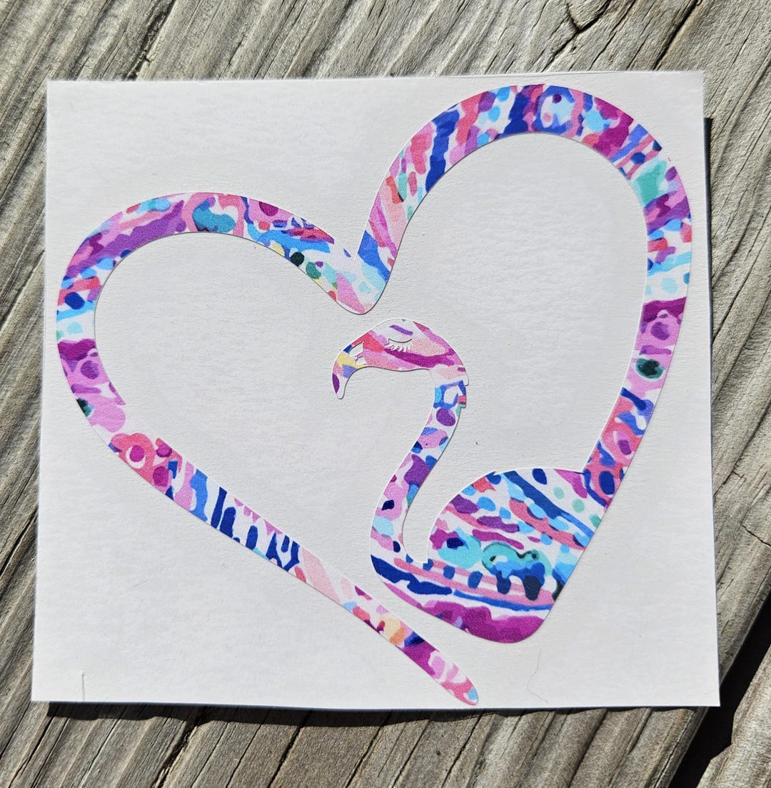 Flamingo Heart Vinyl Decal, Flamingo Car Decal, Flamingo Laptop Decal ...