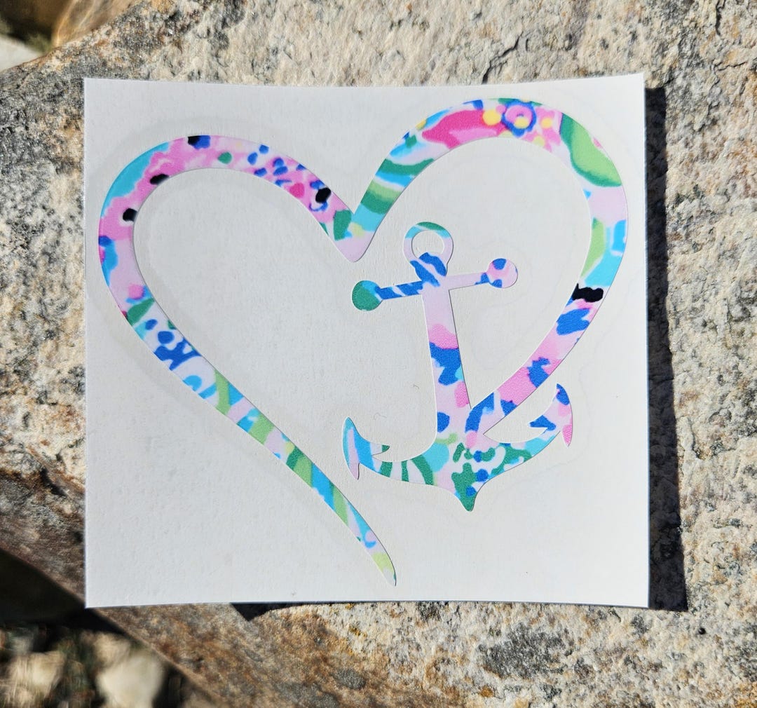 Lilly Inspired Heart Anchor Vinyl Decal, Car Sticker - Etsy