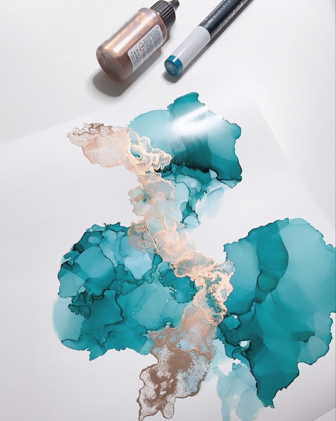 Aqua Marine 2 / Arte con tinta de alcohol / Impresión / Pintura ...
