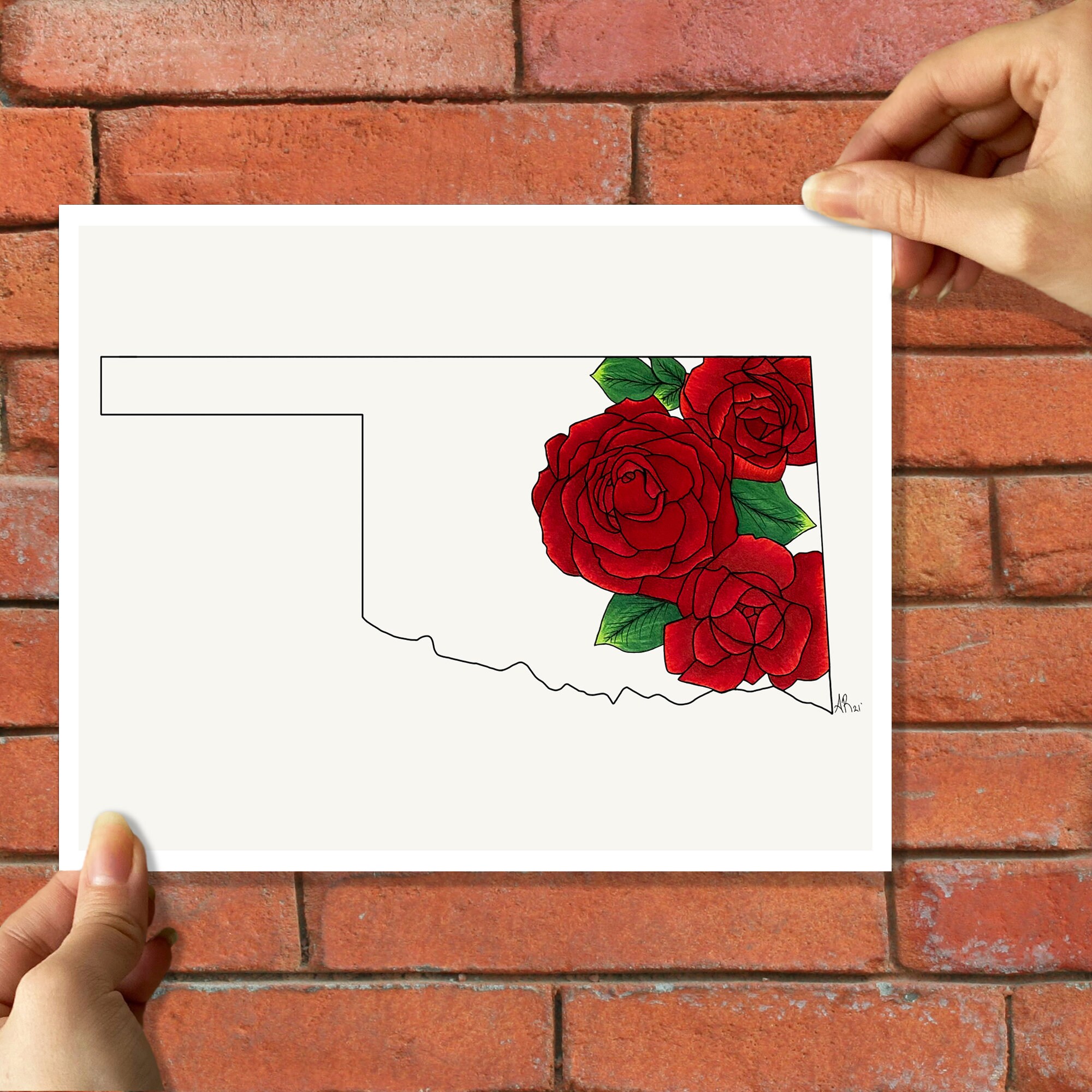 OKLAHOMA State Flower Print, State Art Print, Gift Idea, Map Art - Etsy