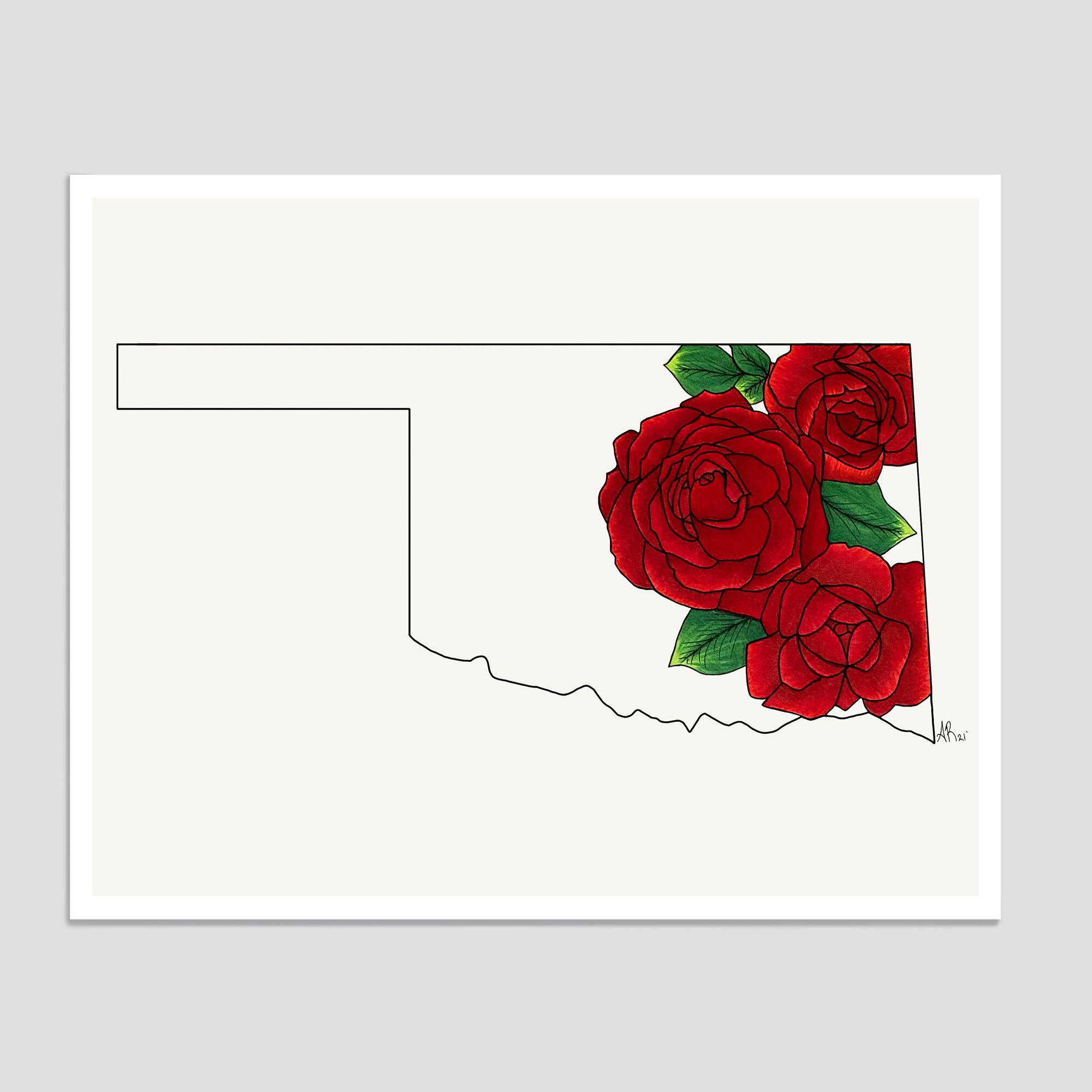 OKLAHOMA State Flower Print, State Art Print, Gift Idea, Map Art - Etsy