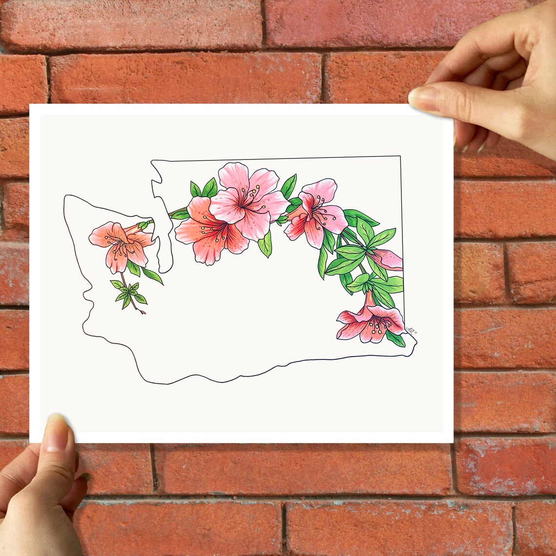 WASHINGTON State Flower Print, State Art Print, Gift Idea, Map Art - Etsy