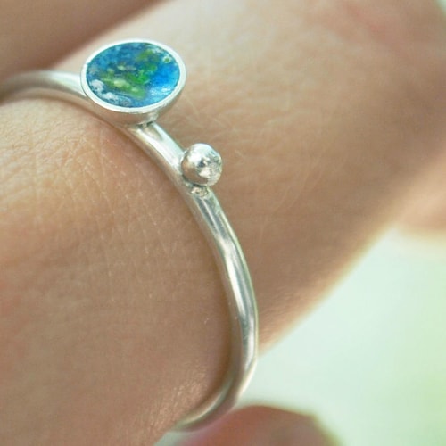 Earth and Moon Ring in Gold Planet Ring Minimalist Ring - Etsy