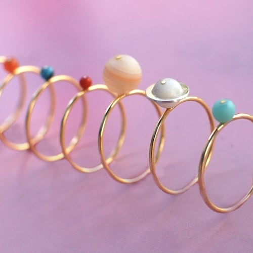 Solar System Ring Set Gold Plated Planets Stacking Rings - Etsy