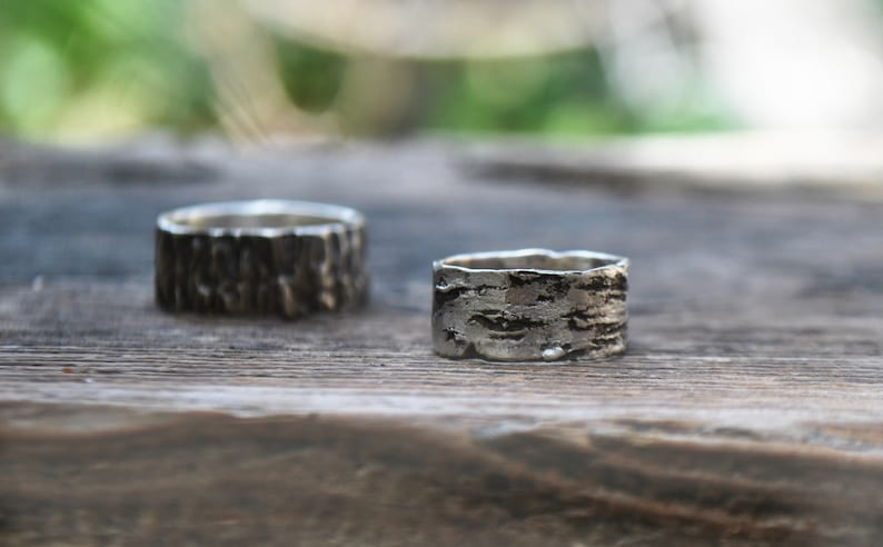 Birch and Maple Bark Rings Custom Tree Bark Rings Wedding - Etsy