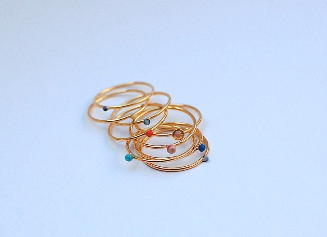 Mini solar system ring set 9 stacking rings sterling silver | Etsy