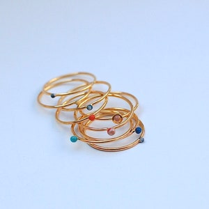 Mini Solar System Ring Set, 9 Stacking Rings, Sterling Silver, Gold ...