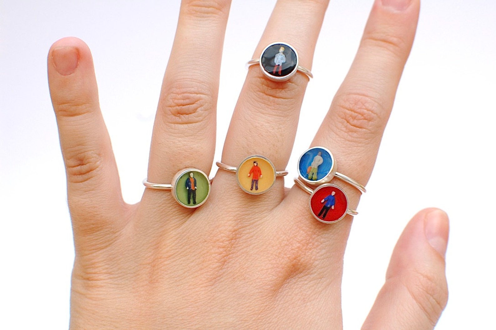 Isolation Ring Silver Ring Fun Ring Miniature People - Etsy