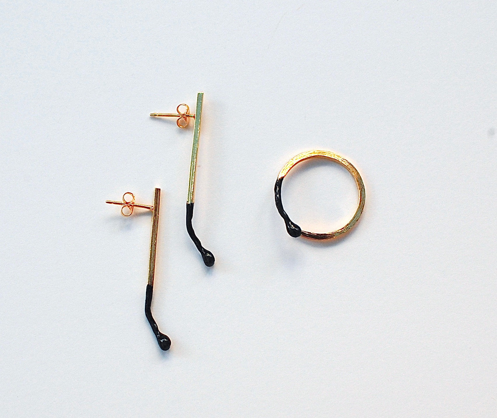 Gold Plated Burnt Matchstick Ring - Etsy