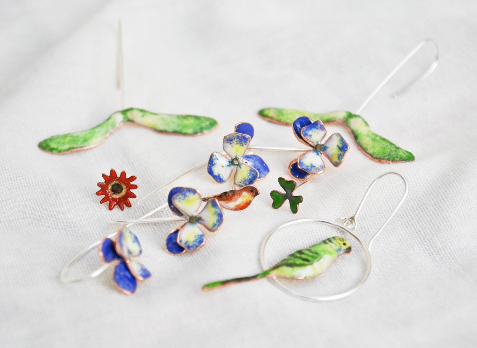 Propeller Seed Earrings, Maple Seed, Enamel and Silver, Nature Inspired ...