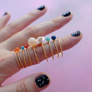 Solar System Ring Set Gold Plated, Planets, Stacking Rings - Etsy