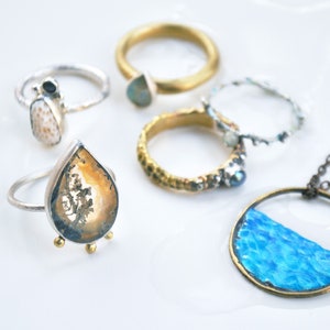 Underwater Ring, Coral Texture Ring, Pearl Ring - Etsy