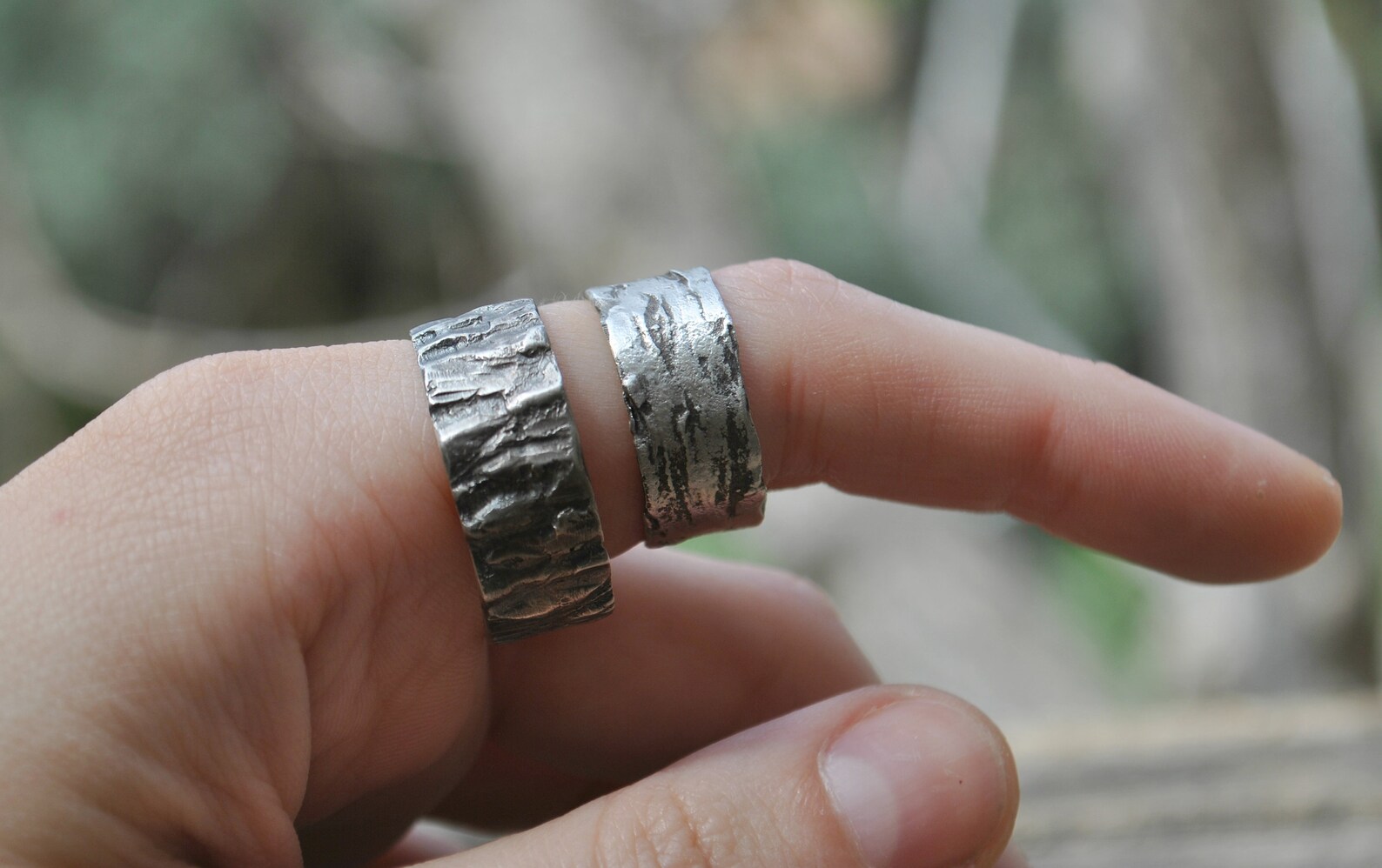 Birch and Maple Bark Rings Custom Tree Bark Rings Wedding - Etsy