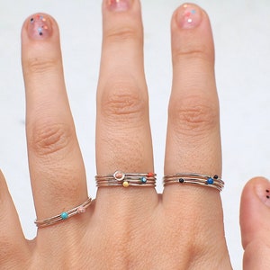 Mini Solar System Ring Set, 9 Stacking Rings, Sterling Silver, Gold ...