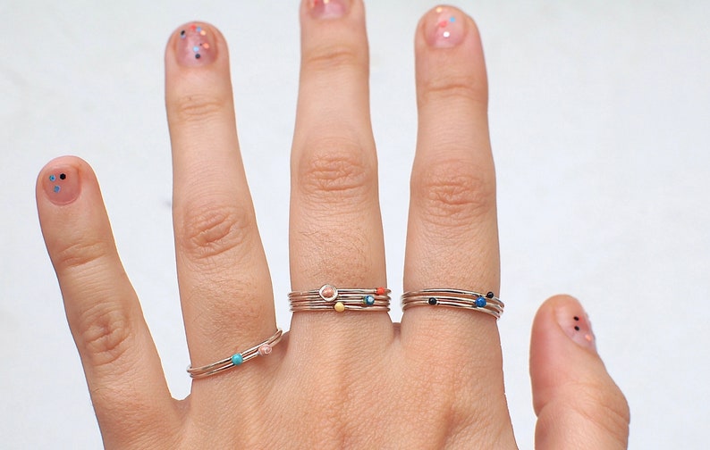 Mini Solar System Ring Set 9 Stacking Rings Sterling Silver | Etsy