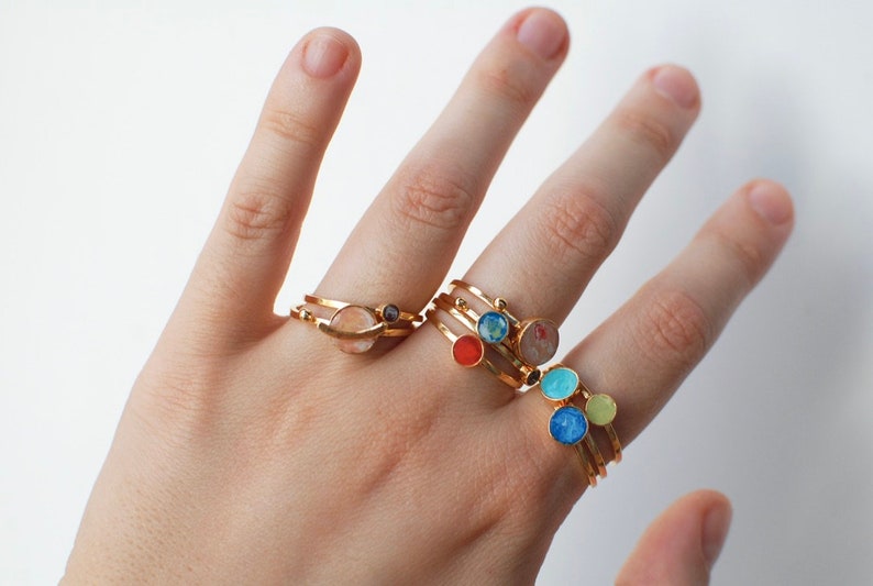 Solar System Ring Set in Gold Planet Rings Space Jewelry - Etsy