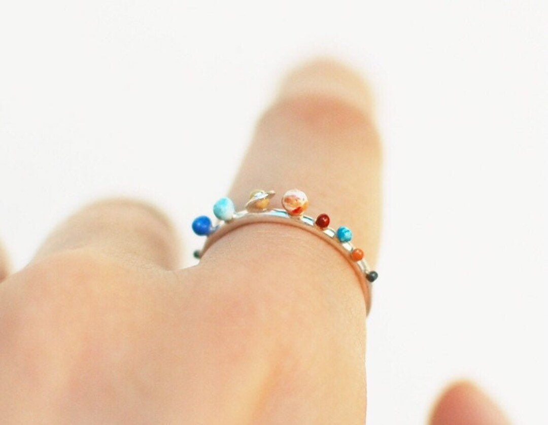 Mini Solar System Ring, Planets, Cosmos, Galaxy, Geek Jewelry - Etsy