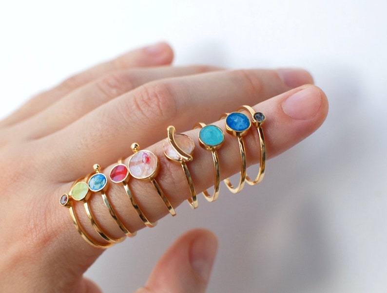 Solar System Ring Set in Gold Planet Rings Space Jewelry - Etsy