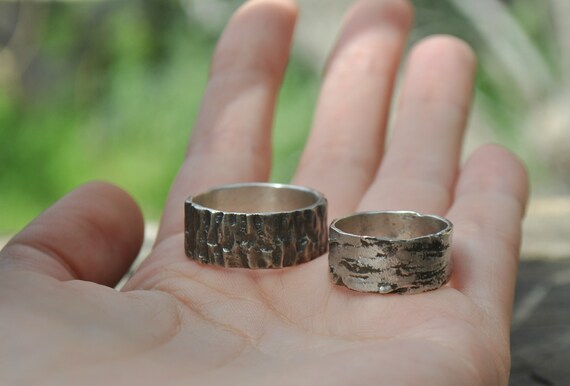 Birch and Maple Bark Rings Custom Tree Bark Rings Wedding - Etsy