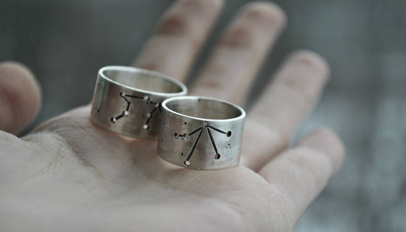 A Pair of Personalised Constellation Rings Wedding Bands - Etsy