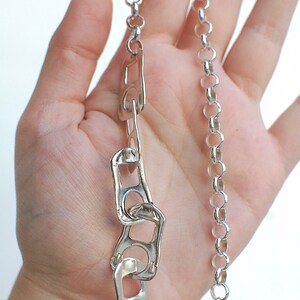 Soda Can Tab Choker, Necklace, Pull Tab Ring, Sterling Silver Chain ...