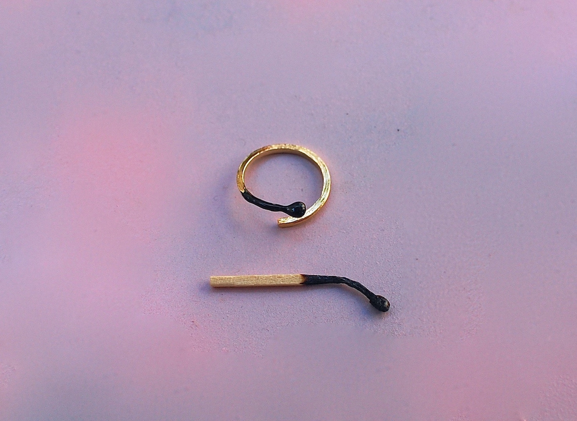 Gold Plated Burnt Matchstick Ring - Etsy