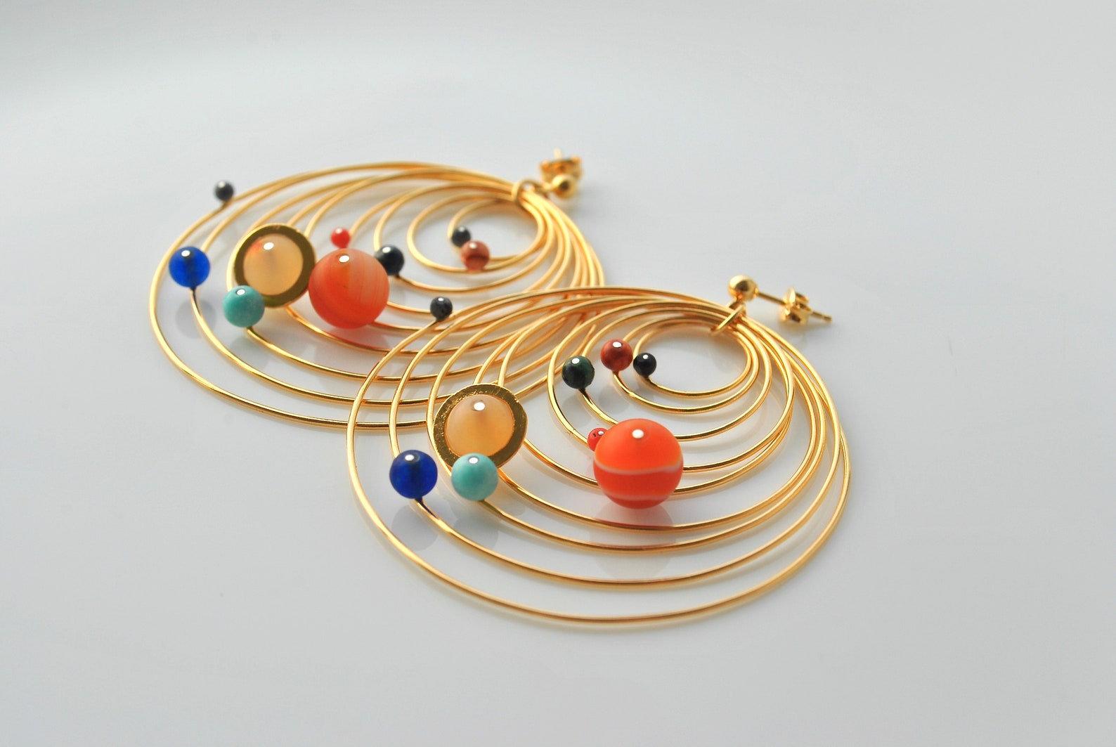Dangle Solar System Earrings, Gold Plated - Etsy