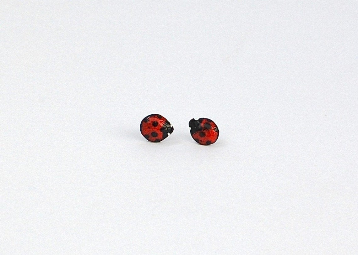 Ladybug Earring, Stud Earrings, Posts, Enamel Ladybug - Etsy