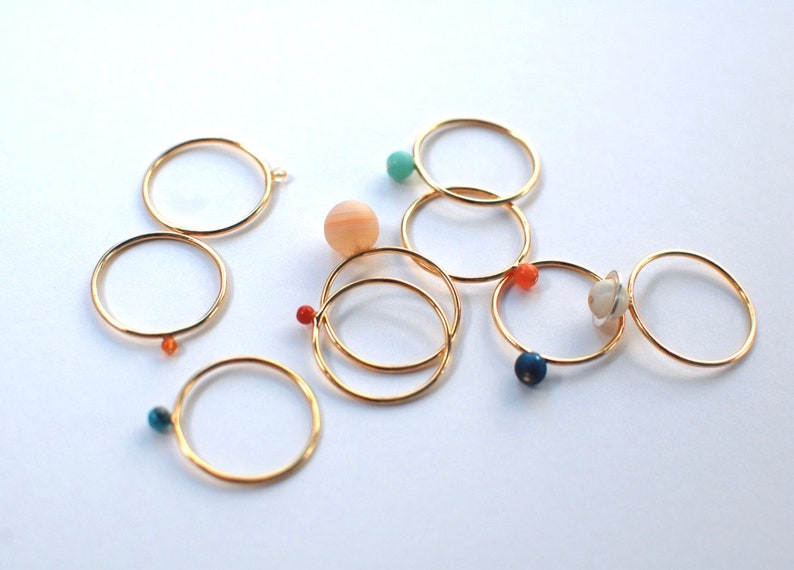 Solar System Ring Set Gold Plated Planets Stacking Rings - Etsy