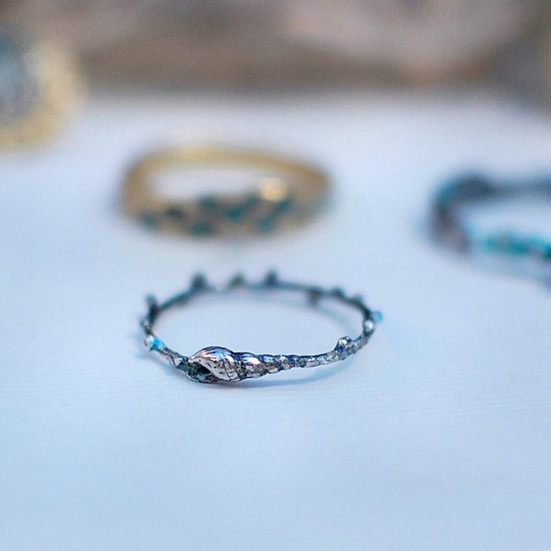 Seashell Ring, Underwater Ring, Coral, Barnacle, Stackable Ring, Ocean ...