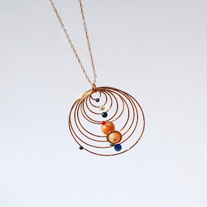 Dangle Solar System Necklace, Gold Plated Pendant on a Chain - Etsy