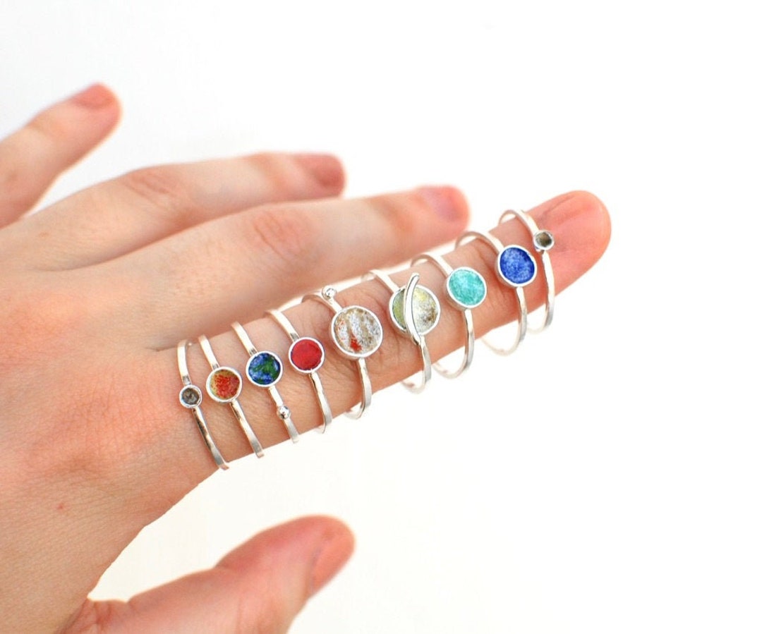 Solar System Ring Set, Cosmos Rings, Planet Rings, Space Jewelry - Etsy
