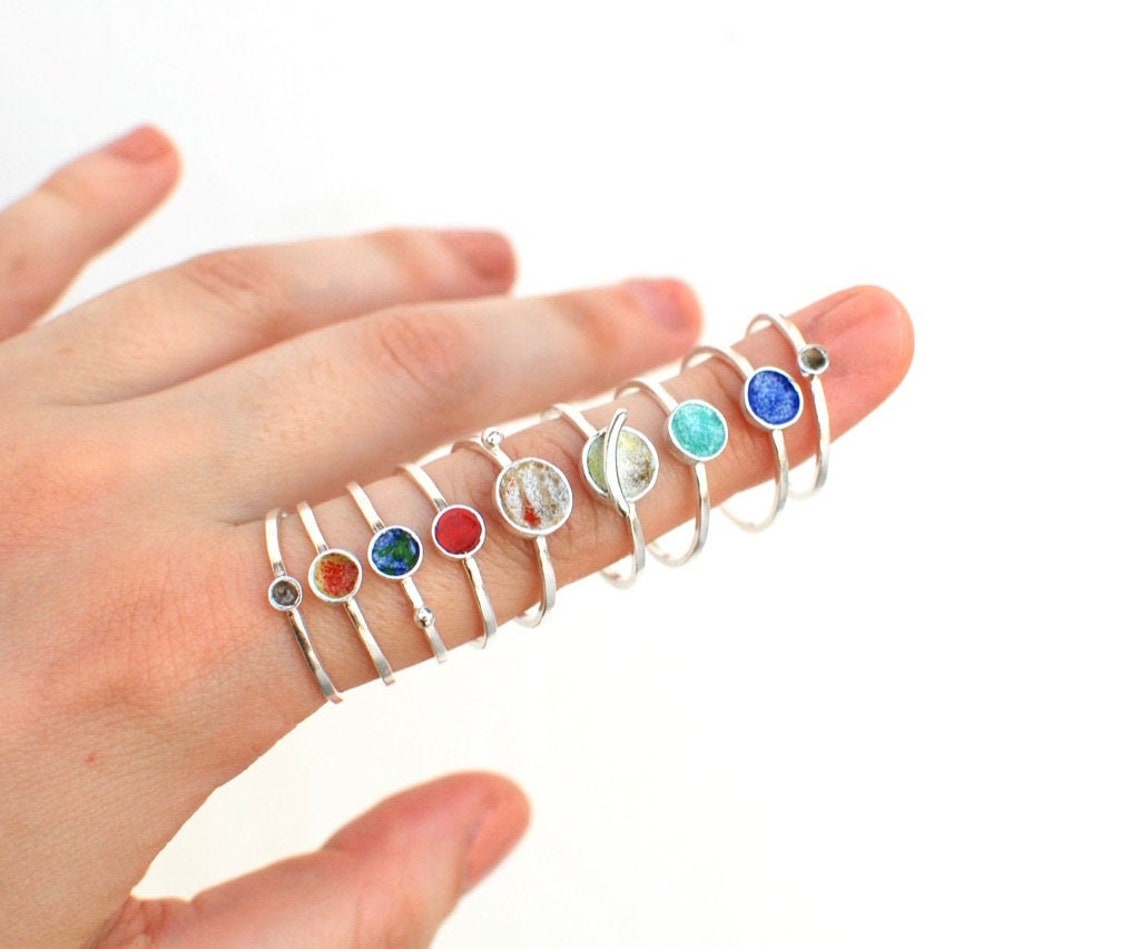 Juego de anillos del sistema solar anillos de cosmos anillos | Etsy