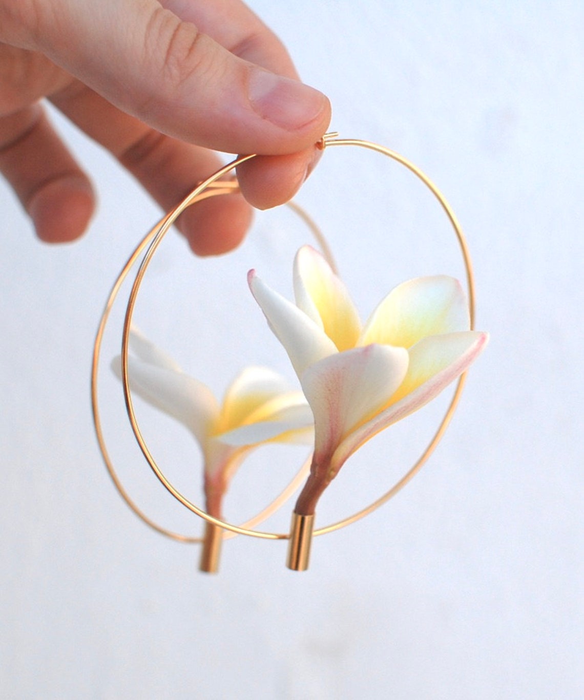 BIG Gold Plated Flower Vessel Hoops Flower Holder Earrings - Etsy