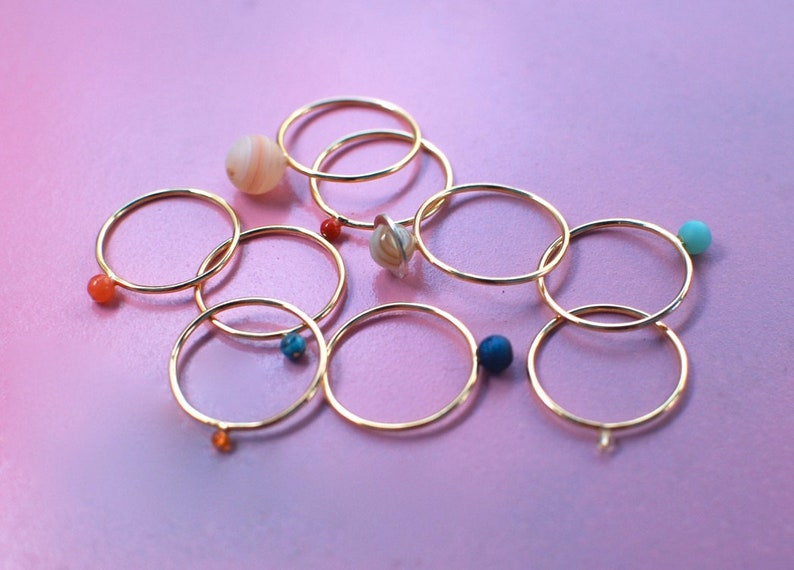 Solar System Ring Set Gold Plated Planets Stacking Rings | Etsy