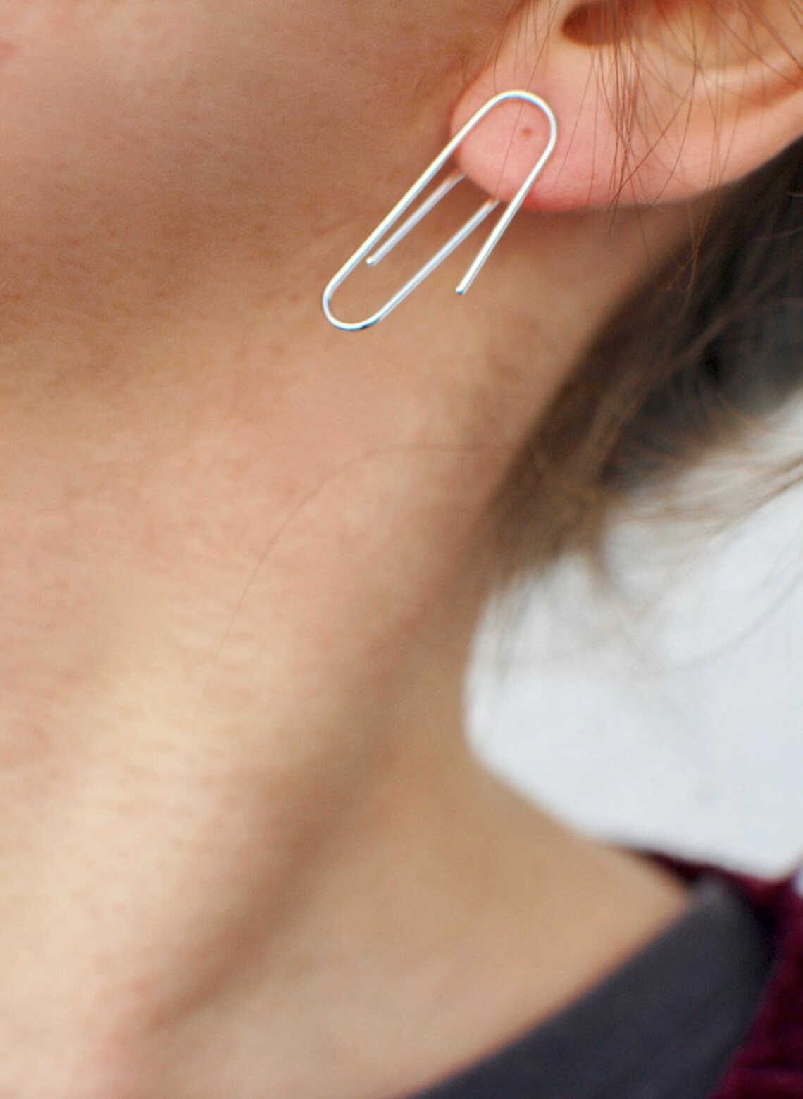 Paper clip earrings fun jewelry minimalist geometric | Etsy