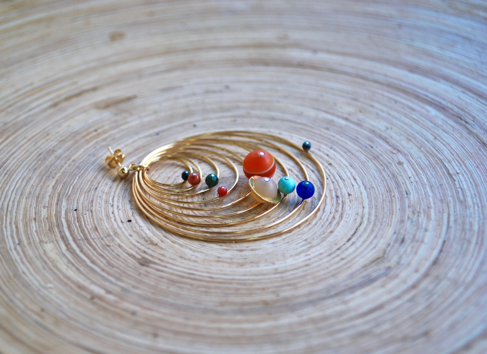 Dangle Solar System Earrings, Gold Plated - Etsy