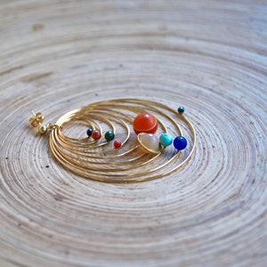 Dangle Solar System Earrings, Gold Plated - Etsy