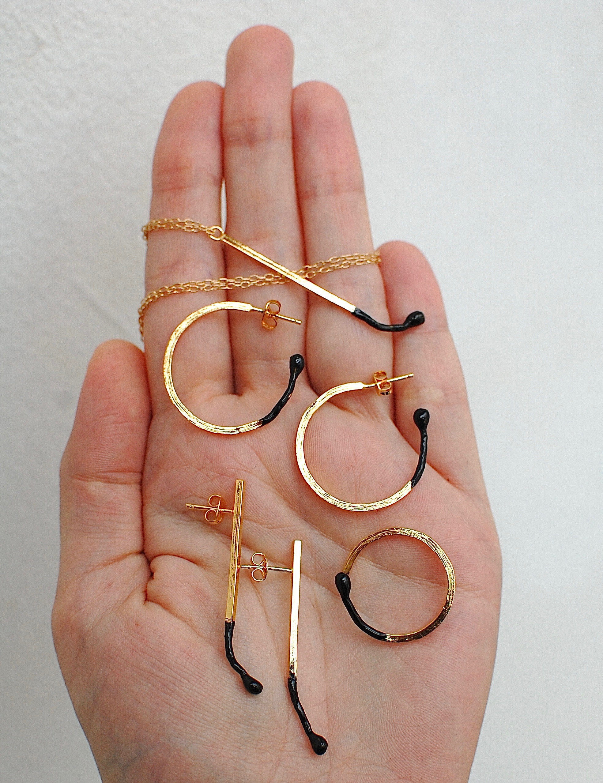 Gold Plated Burnt Matchstick Ring - Etsy