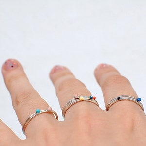 Mini Solar System Ring Set, 9 Stacking Rings, Sterling Silver, Gold ...