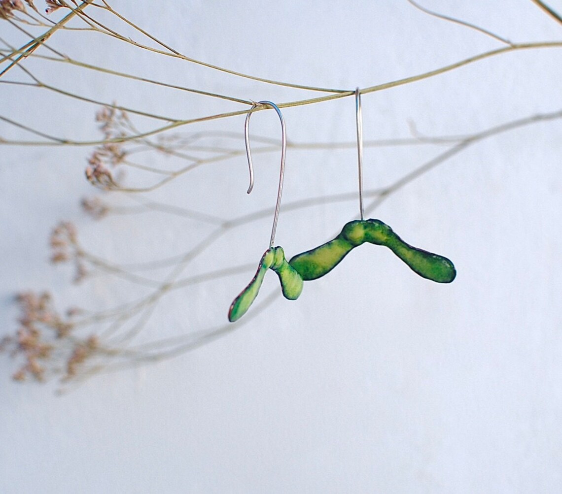 Propeller seed earrings maple seed spring nature jewelry | Etsy