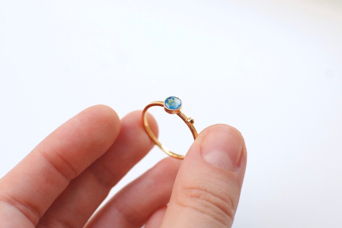 Earth and Moon Ring in Gold Planet Ring Minimalist Ring | Etsy