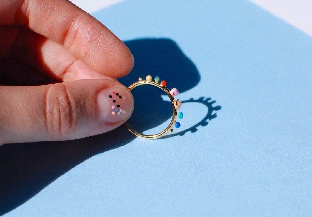 Mini solar system ring in gold color gold plated planets | Etsy