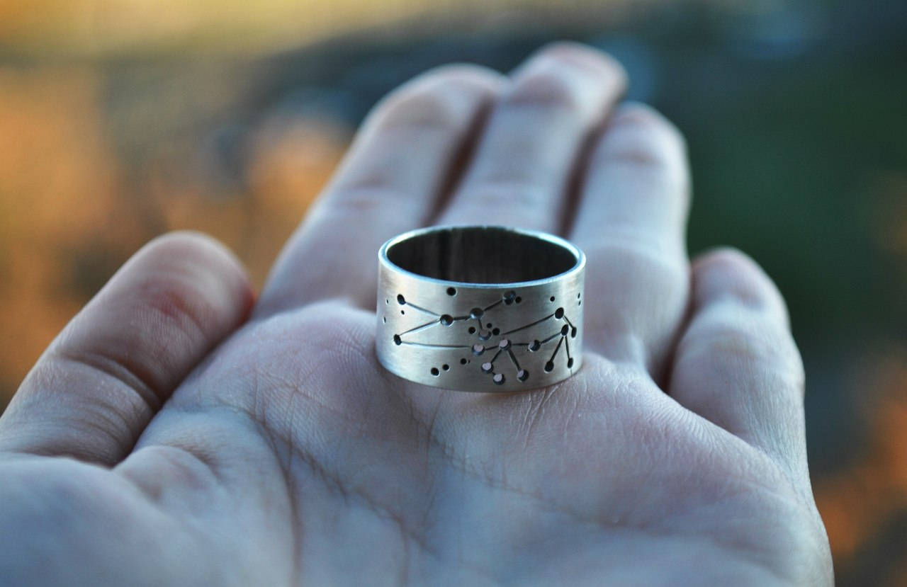 A Pair of Personalised Constellation Rings Wedding Bands - Etsy