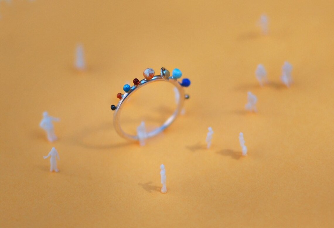 Mini solar system ring planets cosmos galaxy geek jewelry | Etsy