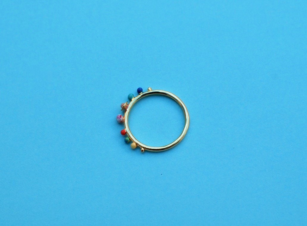Mini Solar System Ring in Gold Color, Gold Plated, Planets, Cosmos ...