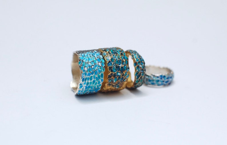 Underwater Ring Wide Band Texturized One of a Kind | Etsy