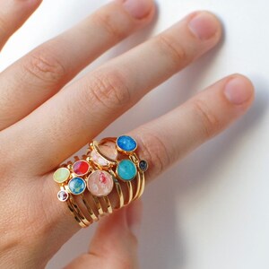 Solar System Ring Set in Gold, Planet Rings, Space Jewelry, Stackable ...