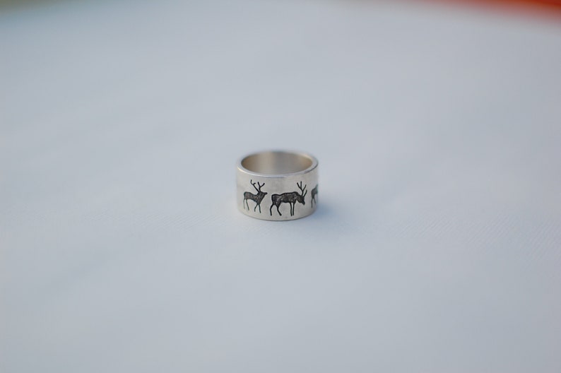 Silver Deer Ring Reindeer Nature Ring Unisex Ring Mens - Etsy